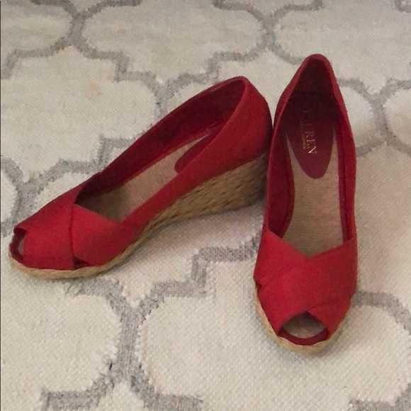 Ralph Lauren | Shoes | Bright Red Wedges | Poshmark